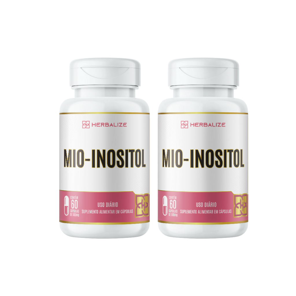 MIO INOSITOL HERBALIZE PREMIUM DOIS FRASCOS TOTAL 120 CAPSULAS 500MG ...