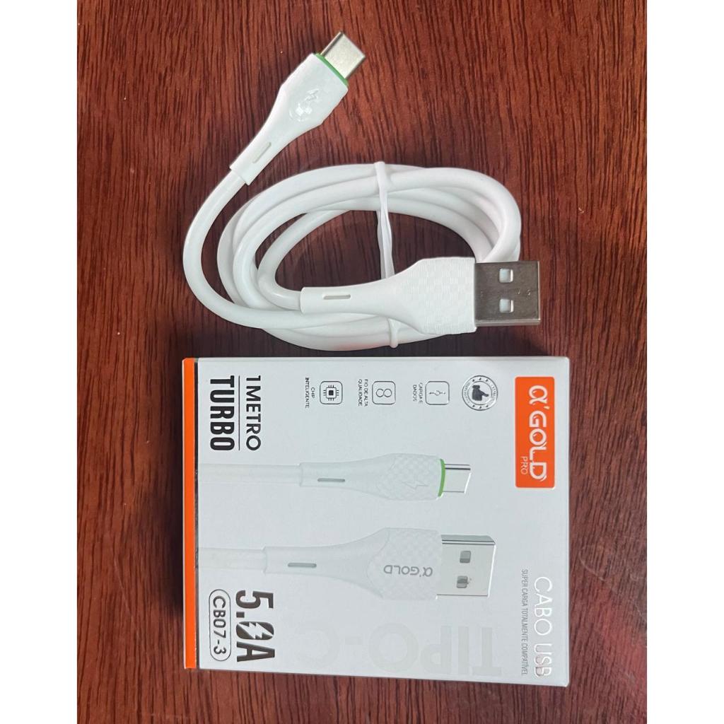 CABO DE DADOS E CARGA RAPIDA TURBO POWER USB TIPOC AGOLD 5.0A CB07-3 | Shopee Brasil