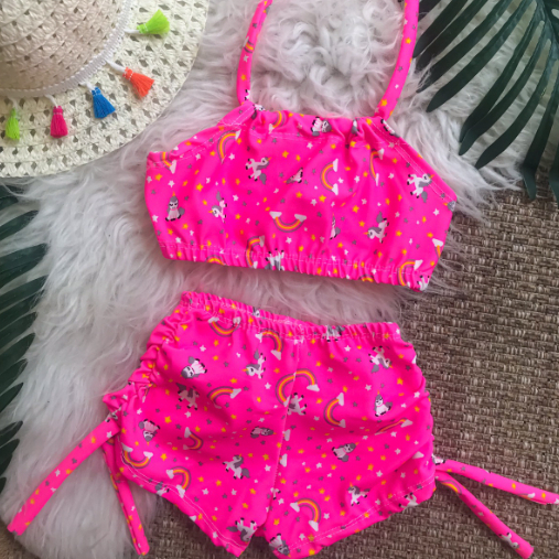 Biquini Infantil Neon Menina Bloqueirinha Moda Praia infantil para ...