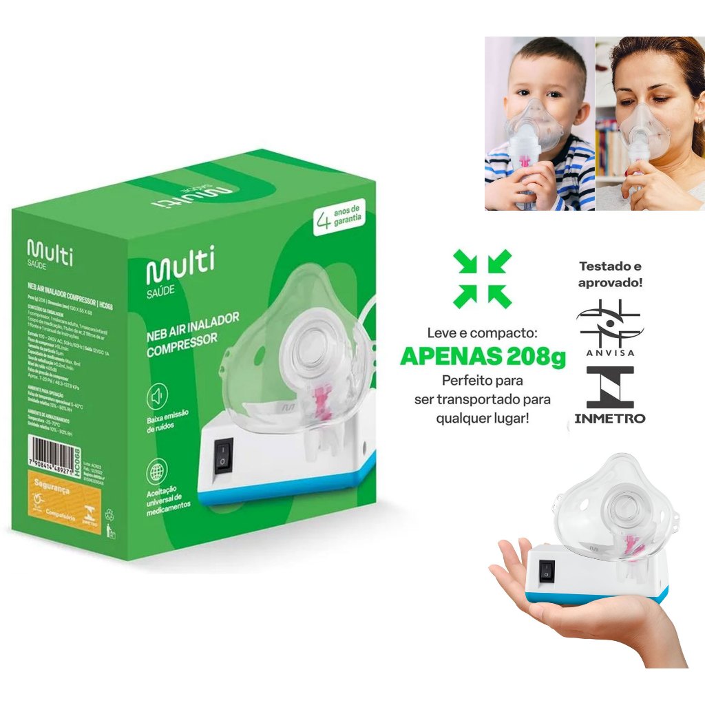 Inalador Compressor Nebulizador Compacto Neb Air Multi HC068 | Shopee ...