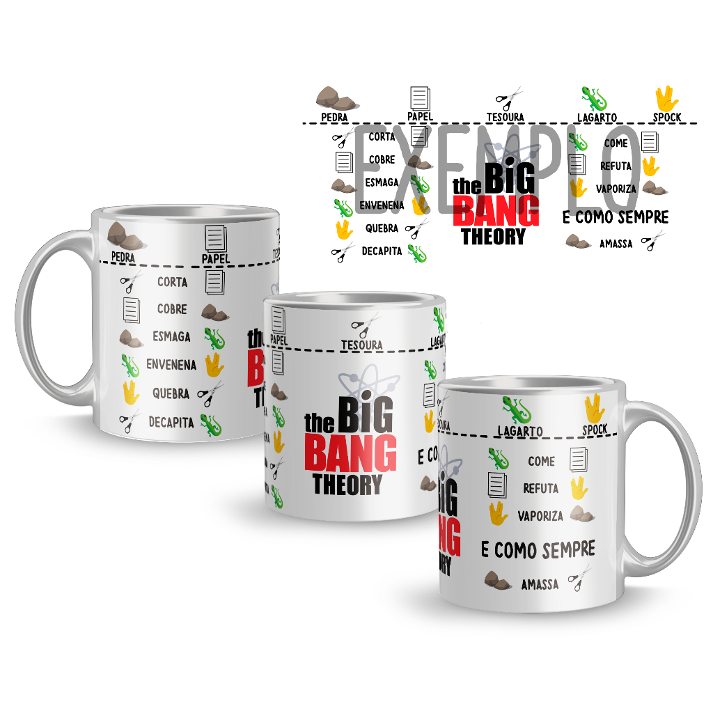 Caneca Porcelana the big bangs theory pedra, papel, tesoura, lagarto e ...