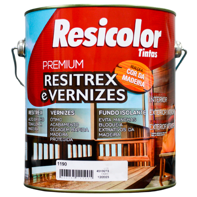 Verniz Proteção para Madeira Brilhante Tingidor Resitrex Galão Cor ... Verniz Proteção para Madeira Brilhante Tingidor Resitrex Galão Cor ...