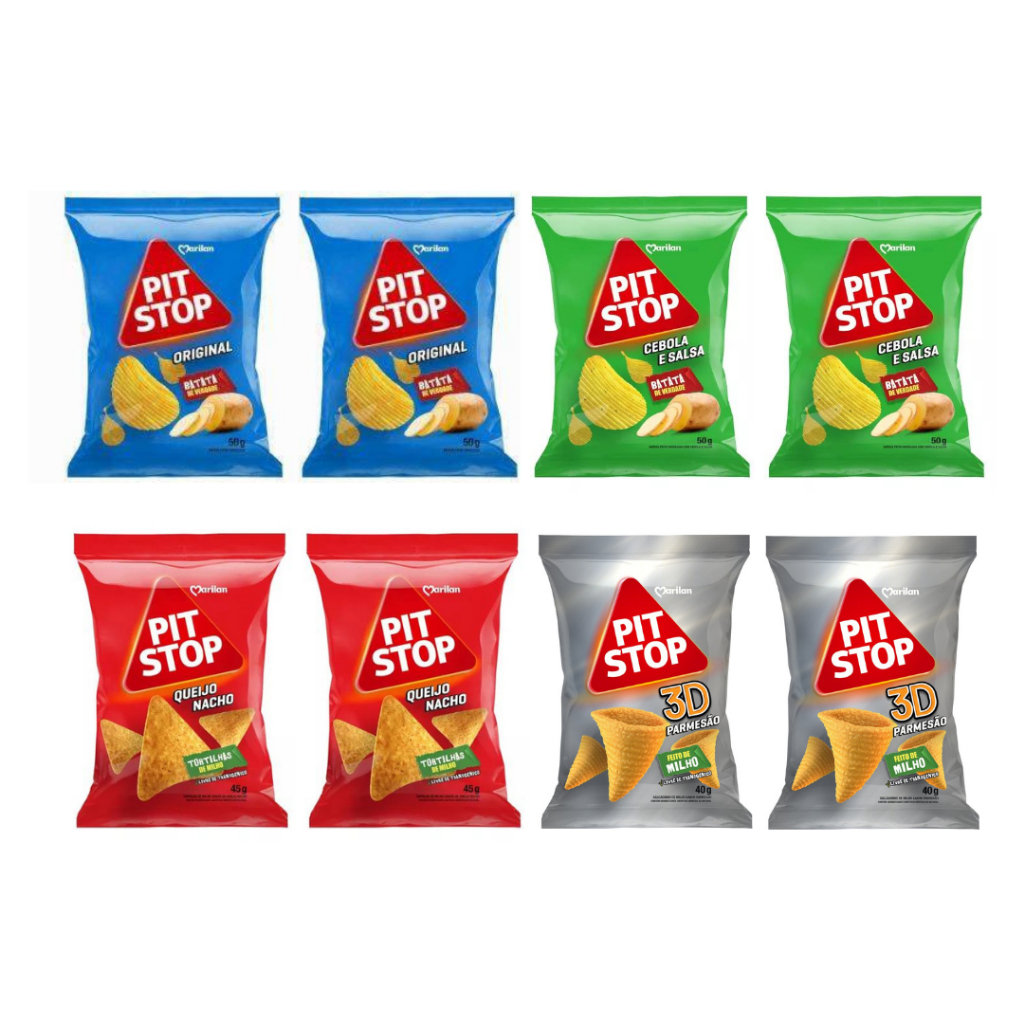 Kit Marilan 8 Snack Pit Stop 2 Batata Frita 2 Salsa e Cebola 2 Tortinha ...