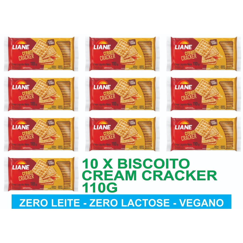10X BISCOITO CREAM CRACKER LIANE 110G Sem Lactose | Zero Leite | Vegano ...