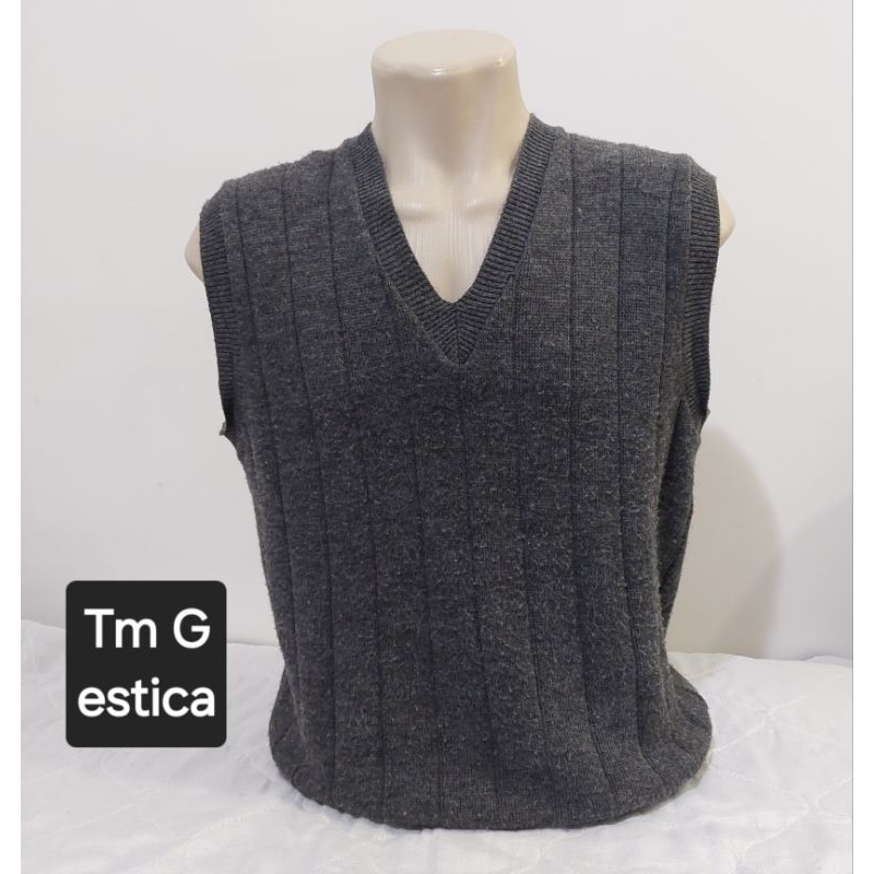 (BRECHÓ/BAZAR/DESAPEGO) Pullover Colete adulto [Tamanho G] Cinza Gola V ...