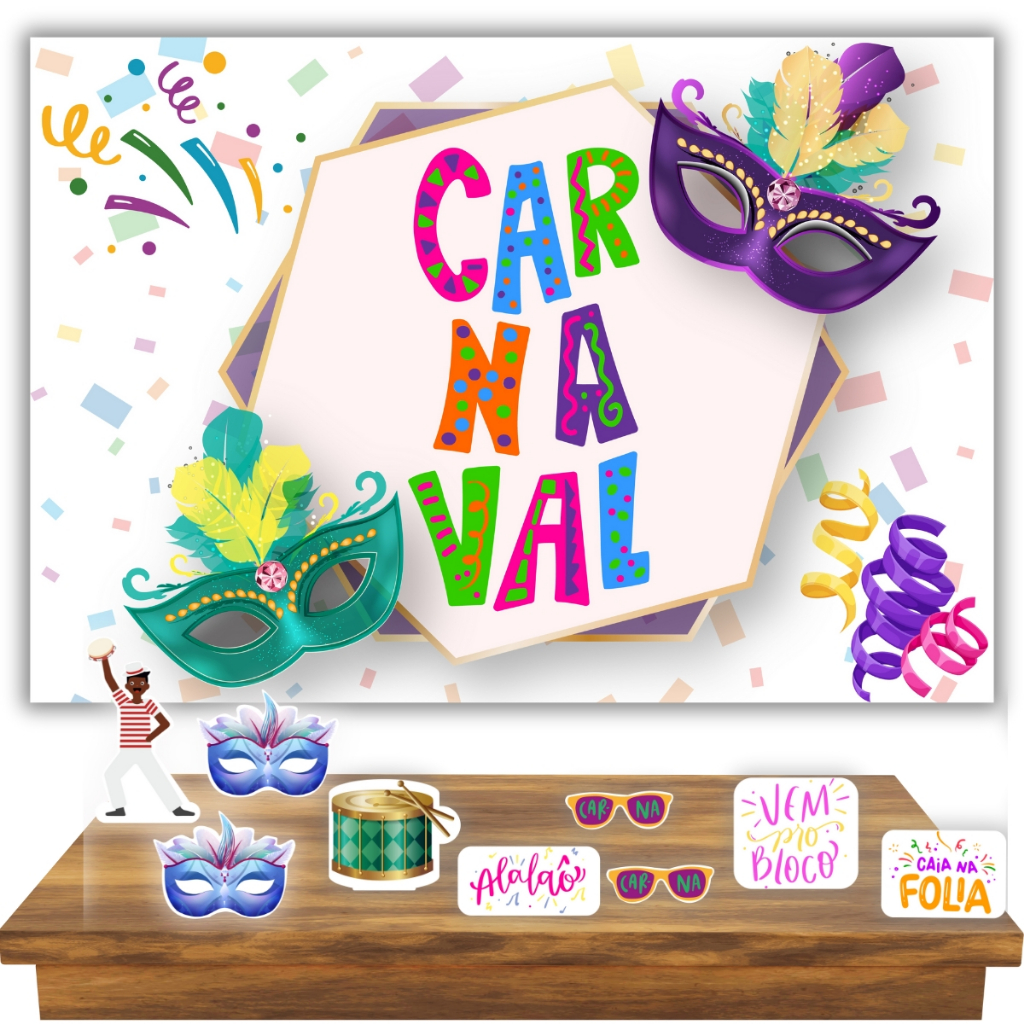 Carnaval kit festa com painel displays e plaquinhas divertidas | Shopee ...
