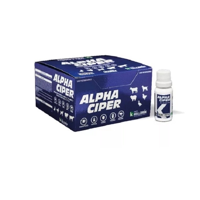 Alpha Ciper Veterinário 20 ml - Caixa c/25 Anti Carrapatos, Moscas ...