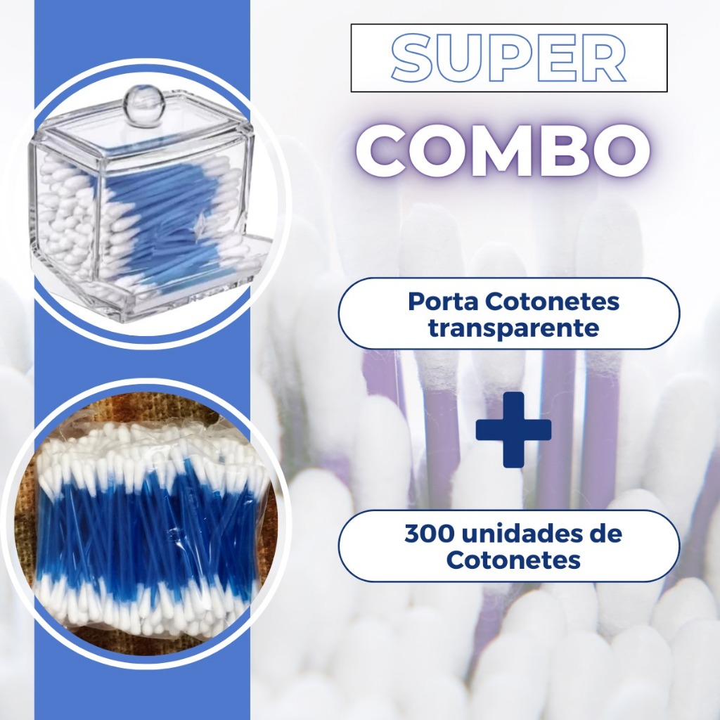 Kit Porta Cotonete com 300 unidades - Azul(comum) e Biodegradavel ...