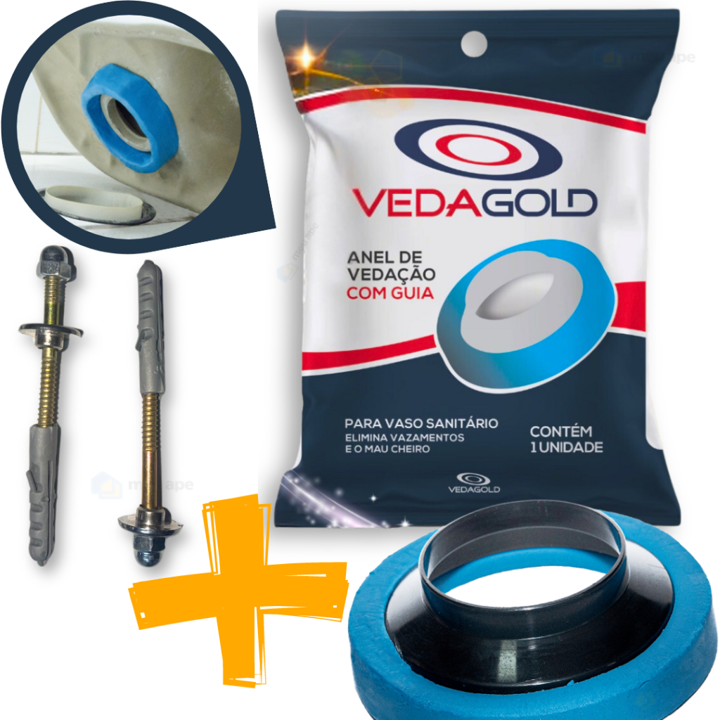 Anel de Vedação Com Guia Para Vaso Sanitário Parafusos Bacia Elimina ...