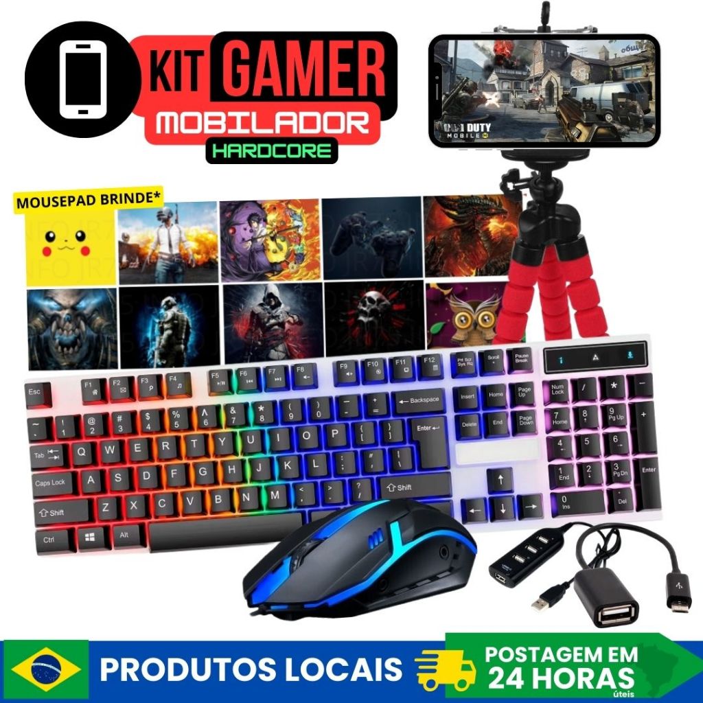 Kit Mobilador Gamer Completo Promoção Para Celular Com Teclado Rgb ...