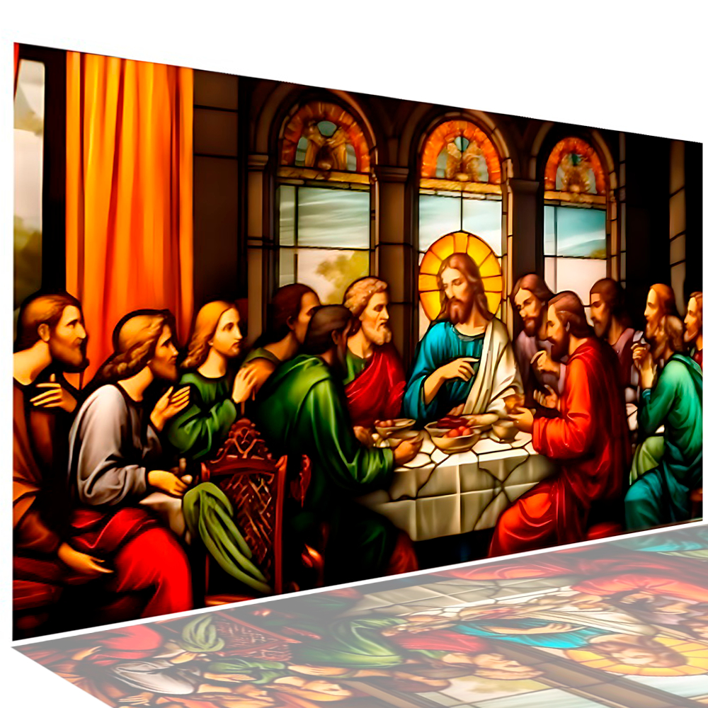 QUADRO TELA DECORATIVA110X80 SANTA CEIA COLORIDO MATERIAL RELIGIOSO 4K ...