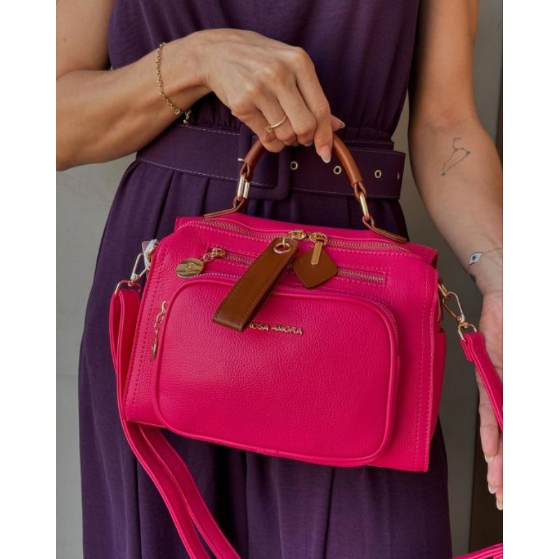Bolsa Baú Rosa Amora Original | Shopee Brasil