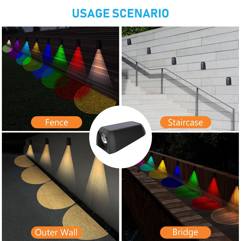 kit 4 Luminária Arandela Solar Parede Led 0,25W/2V Decoração Cor ...