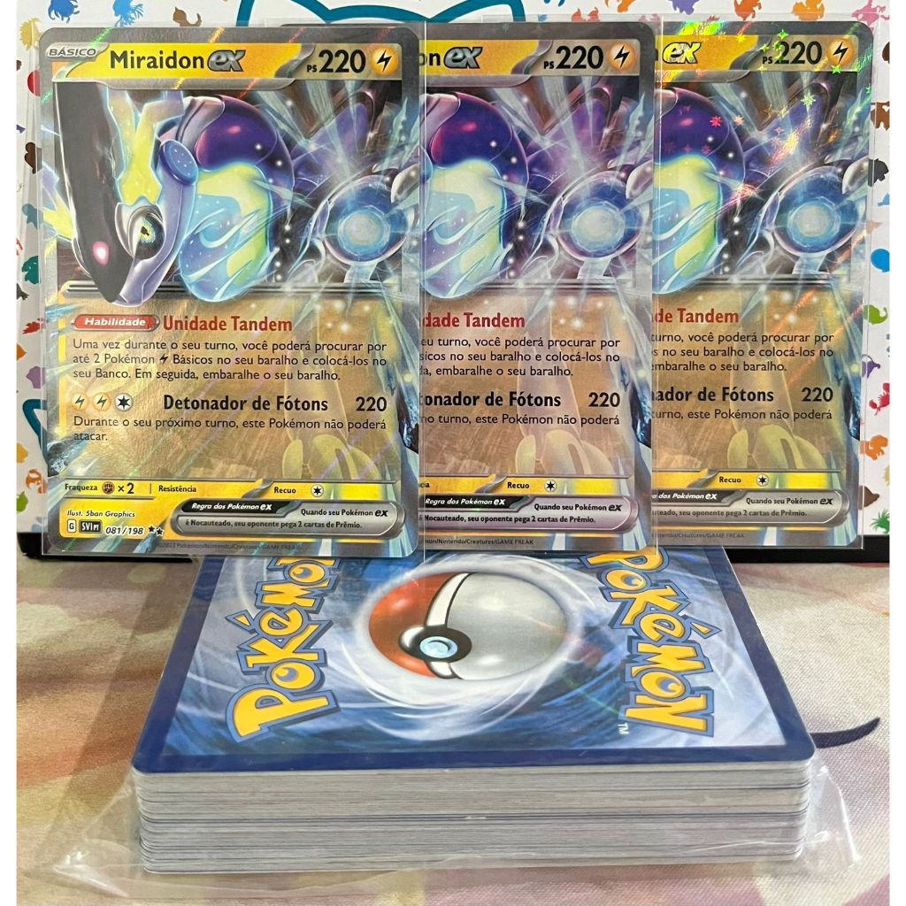 Deck Pokémon Raio c/ 3x Miraidon EX | Shopee Brasil