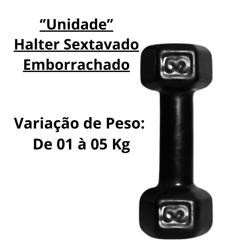 Halter Sextavado Emborrachado 1 a 5 Kg / Treino em casa Crossfit ...