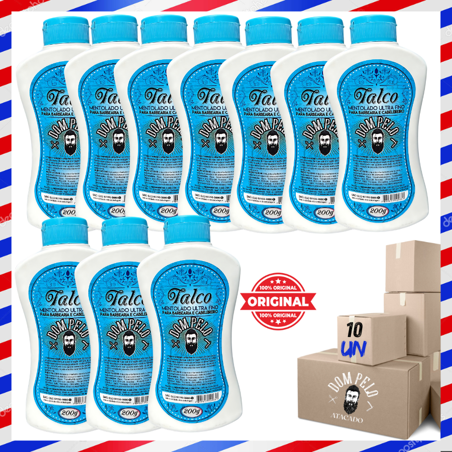 10 x Talco Ultra Fino Cabelo Corte Barbearia Salão Pós Barba 200g ...