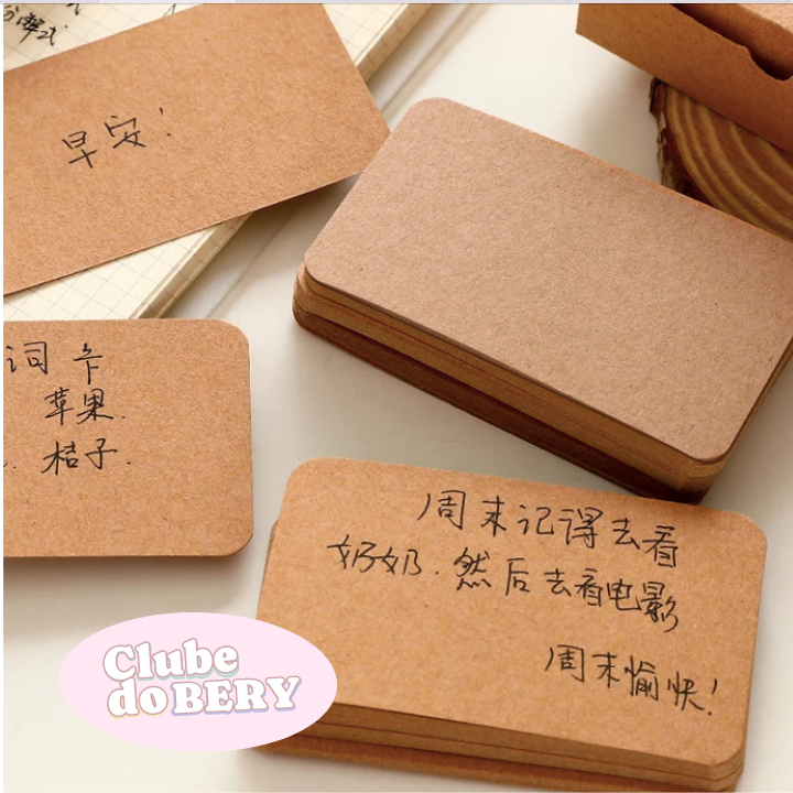 100 folhas Kraft arredondadas para Flash Card de estudante, notepad de ...