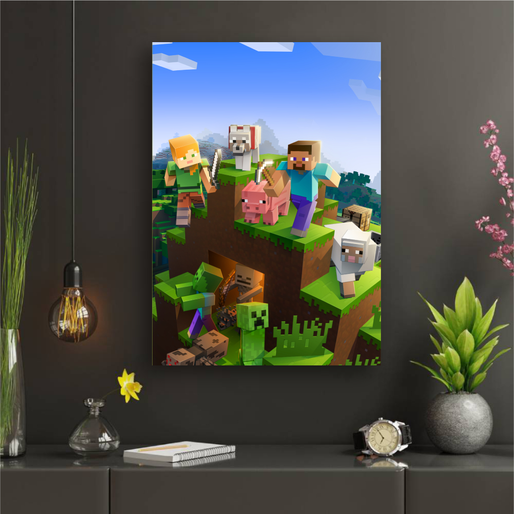 Poster Minecraft Autocolante Premium 21x30cm Adesivo Capa Caderno ...