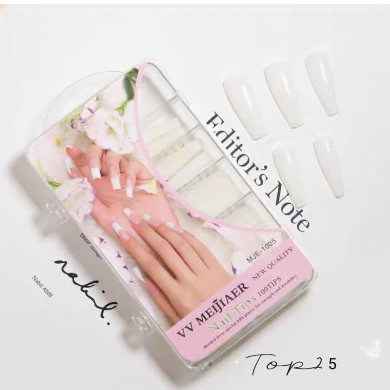 Kit100 Unhas Postiças Acrigel Tips Acabamento Meia Lua/Formato unhas ...