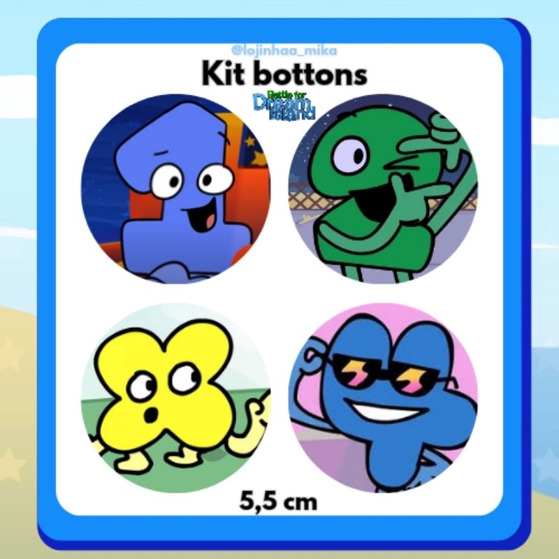 Kit Com 4 Bottons Battle For Dream Island/Bfdi/Object Show/TPOT ...