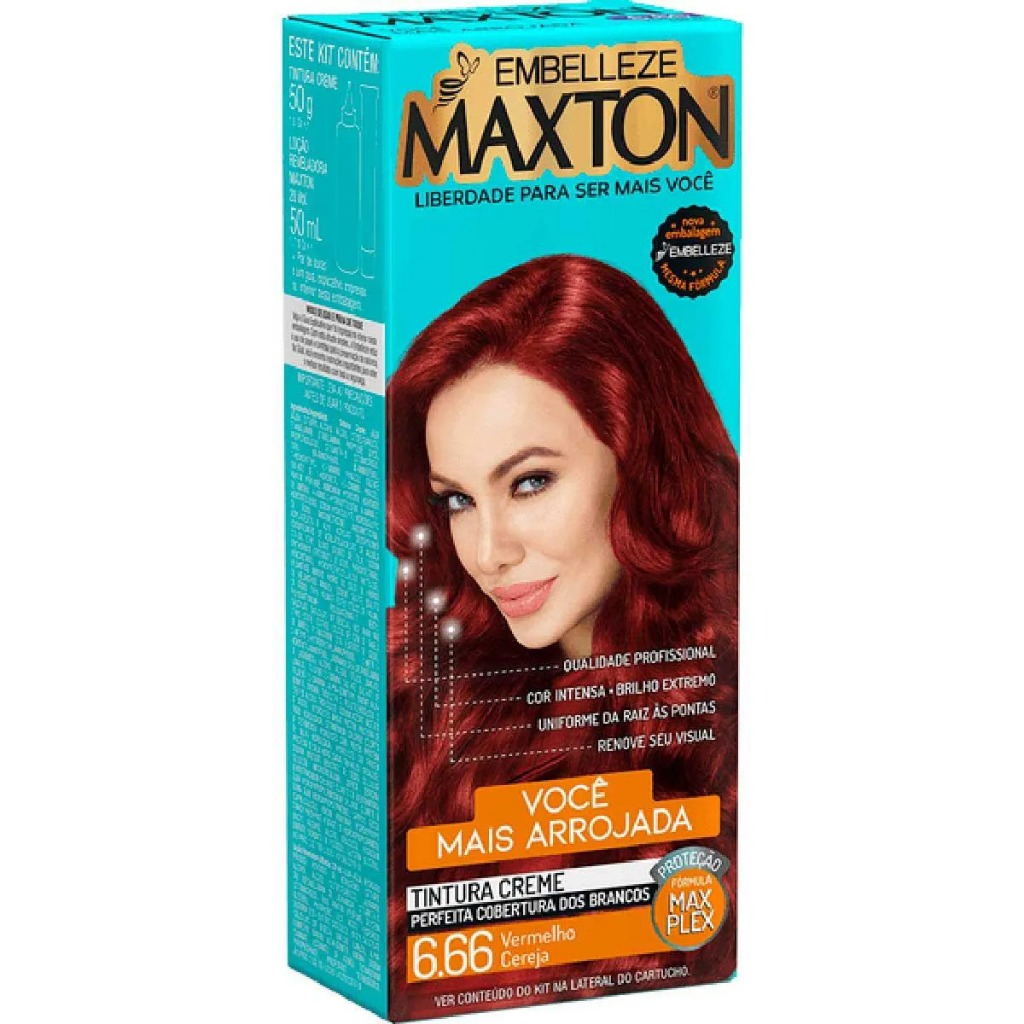 COLORAÇÃO MAXTON CREME 050G 06.66 VERMELHO CEREJA. | Shopee Brasil