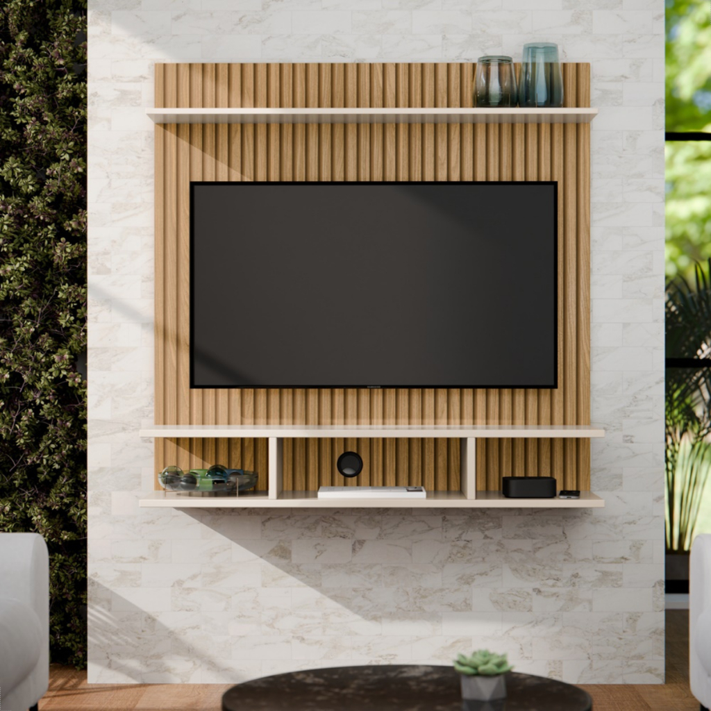 Painel Para Tv 32 Polegadas 90x90 Nichado Com 3 Prateleiras | Shopee Brasil
