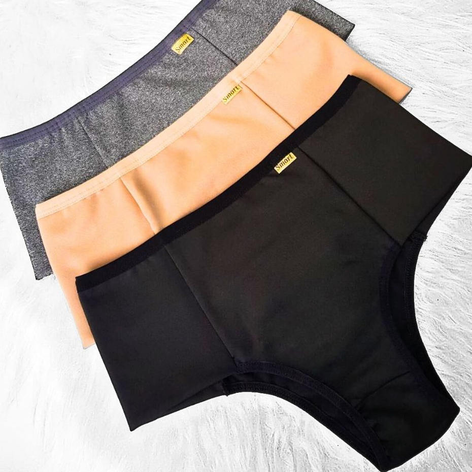 Kit 5 Calcinhas Pala Dupla Cós Alto Segura Barriga Conforto - Helena ...