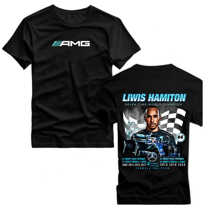 Camiseta Mercedes F1Team Lewis Hamilton Formula 1 Corrida Frente E Costas Titulos | Shopee Brasil