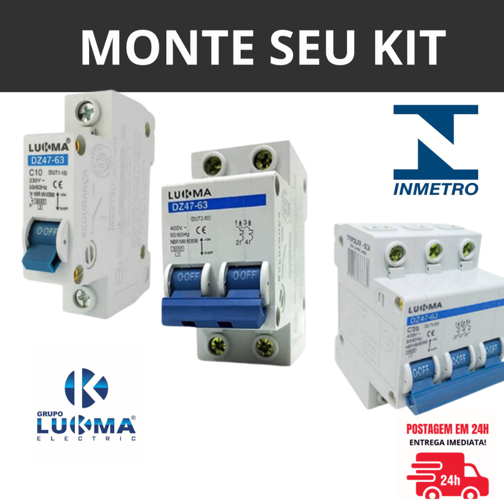Disjuntor Unipolar, Bipolar e Tripolar LUKMA Din Curva C Inmetro / Din / disjuntor bipolar 220v ...