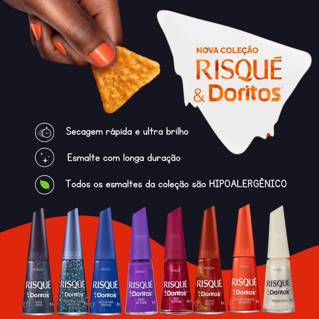 Kit 8 Esmaltes Risque Coleção Doritos Completo Hipoalergênicos Tons ...