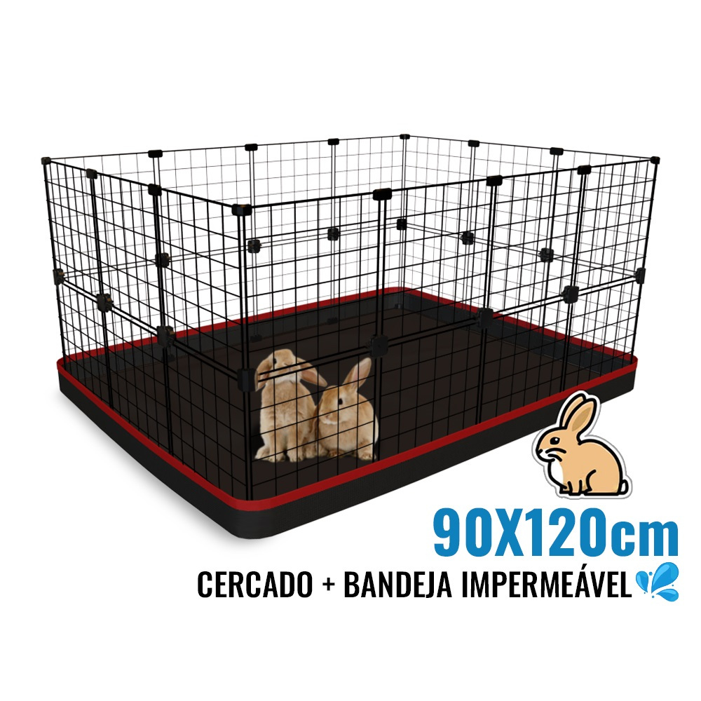 Cercado de Coelho Muito Espaço e Alto 90x120x60cm com Bandeja Tapete ...