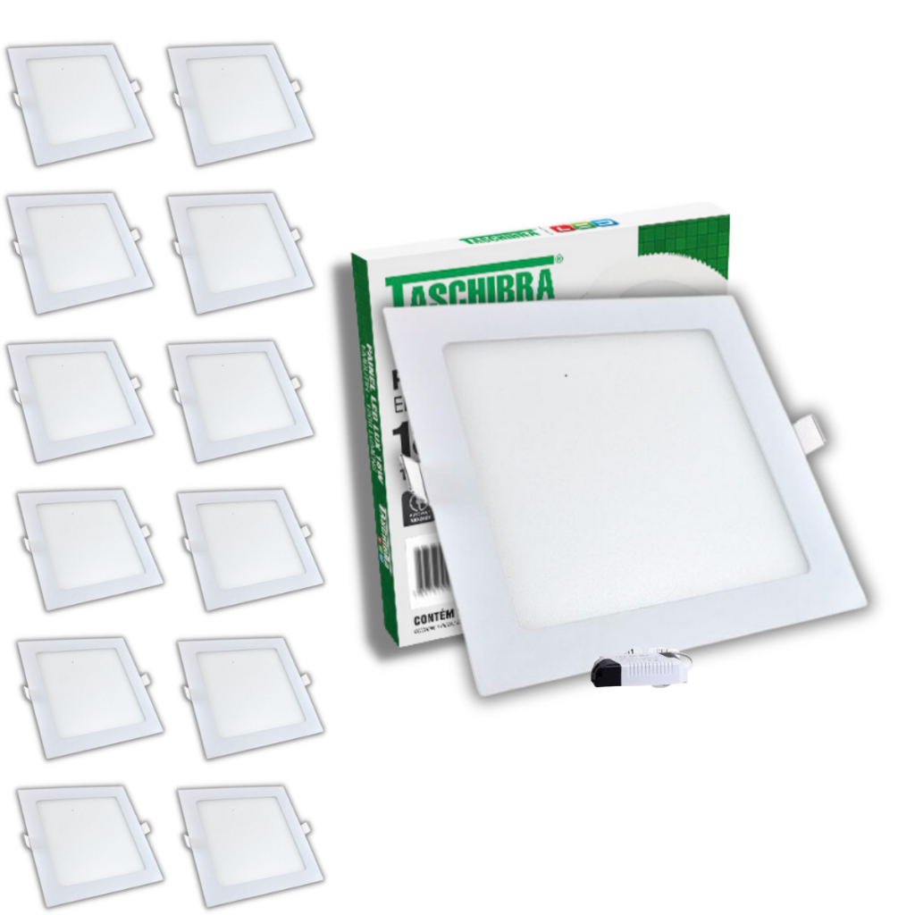 Kit 8 Painel Plafon Led Quadrado Embutir 18w Lux 6500K 4000K 3000K Taschibra Bivolt | Shopee Brasil