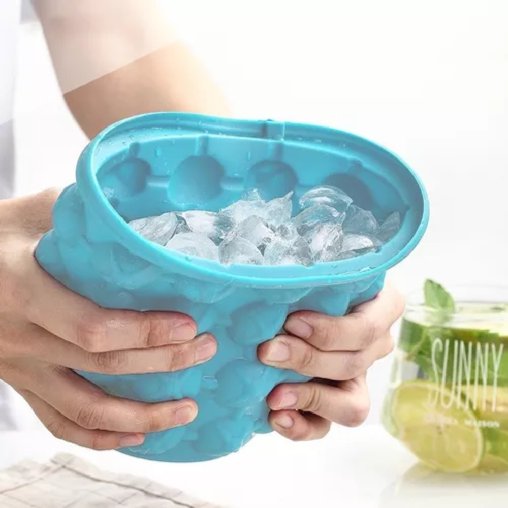 Mini Balde Forma De Gelo Silicone Ice Magic Cube Compacto Até 120 Cubos ...