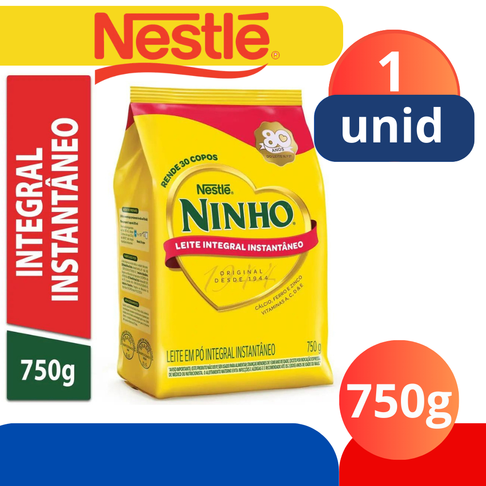 Leite em Pó Ninho Integral Instantâneo Pacote 750g | Shopee Brasil