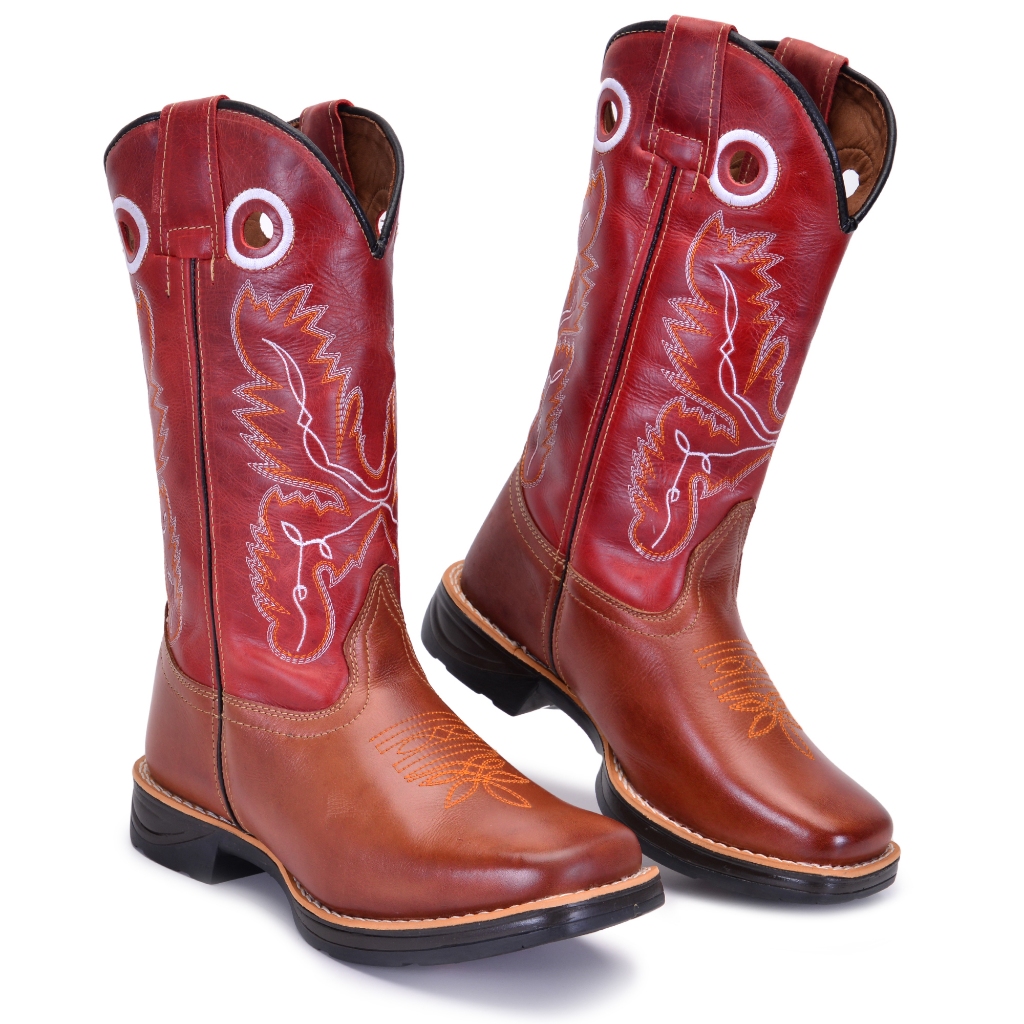 Bota Texana Masculina Country 100% Couro Forrada em Couro do 34 ao 46 ...
