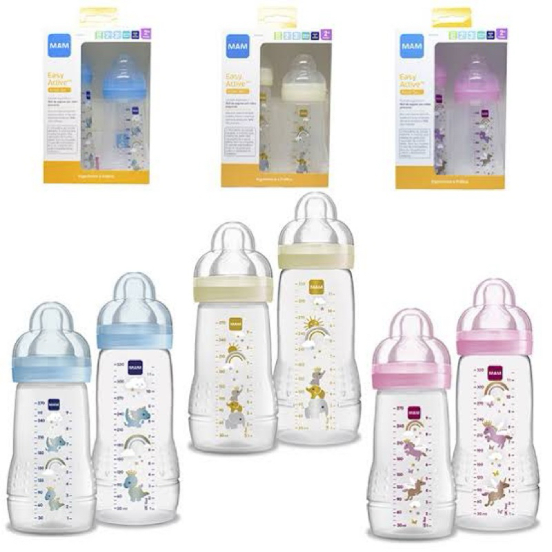 Kit Mamadeiras Mam Easy Active (2 e 4 meses) 270ml+330ml | Shopee Brasil