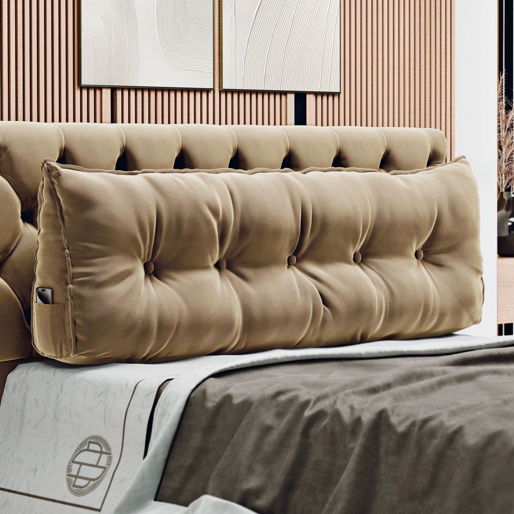 Almofada 140cm Para Cabeceira Encosto Apoio Lombar Spot com Porta ...