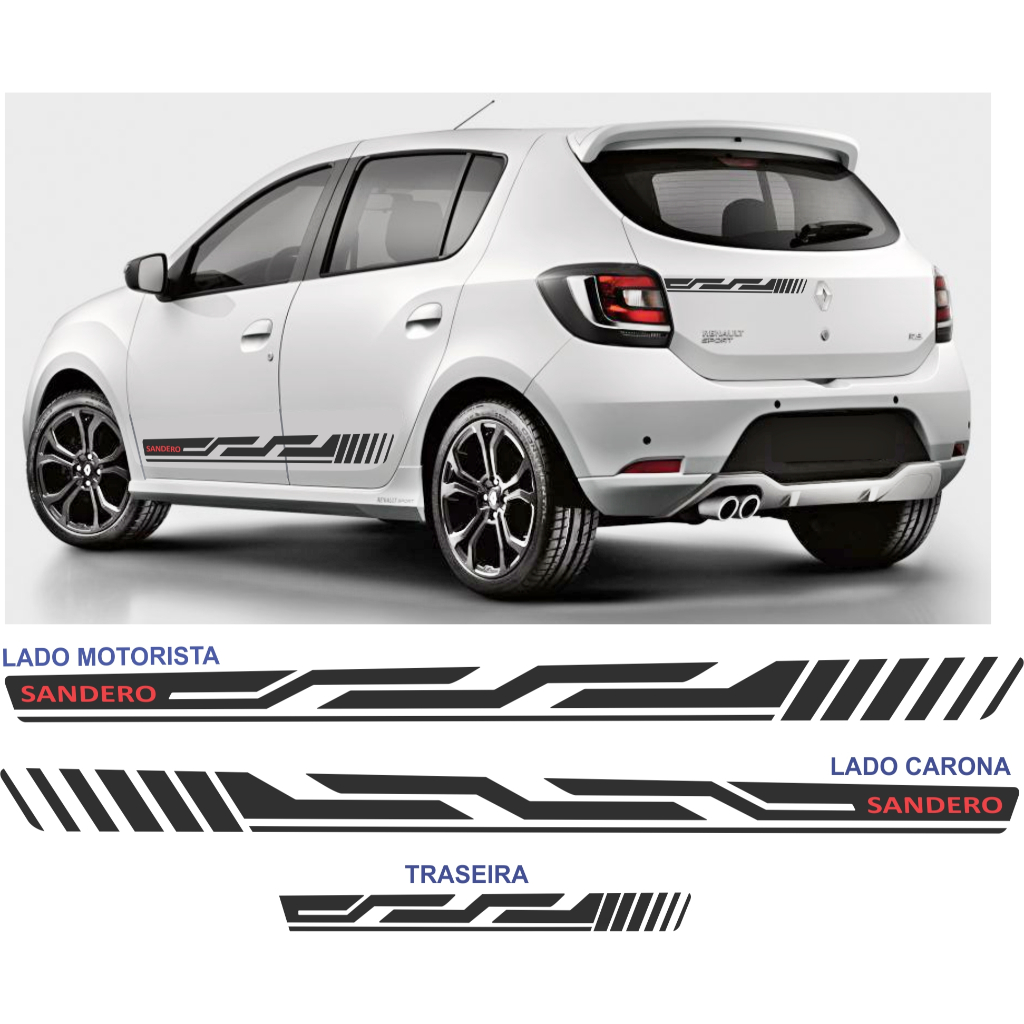 adesivos renault sandero faixa lateral e traseira kit | Shopee Brasil