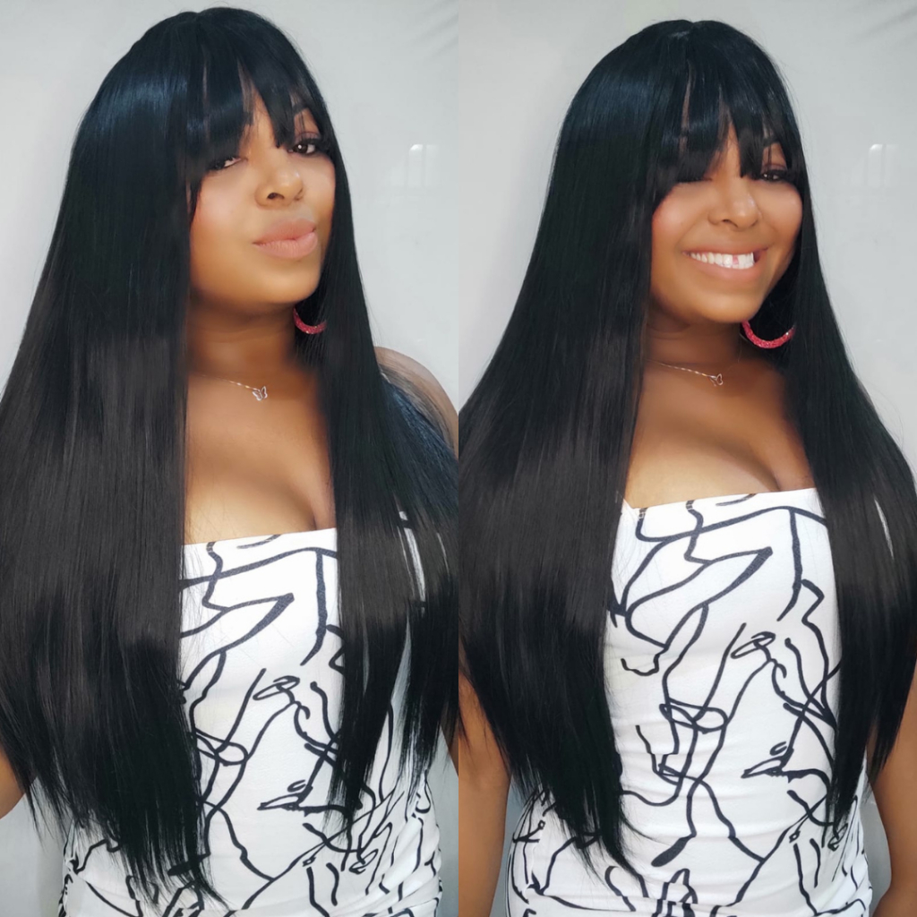 Cabelo Peruca Lace Lisa Longa Wig Perucas Lance de Franja em 70 ...