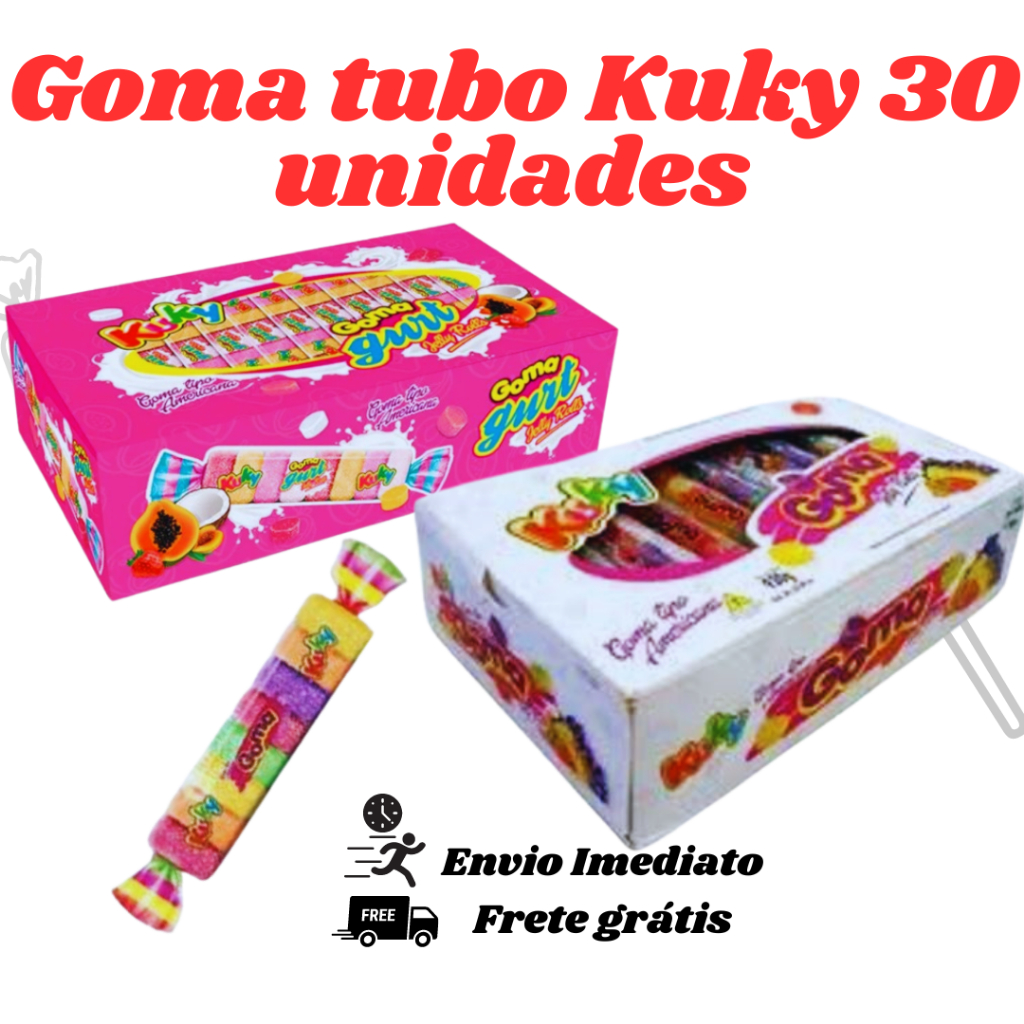 Bala de Goma tubo 30 unidades Kuky 930g | Shopee Brasil