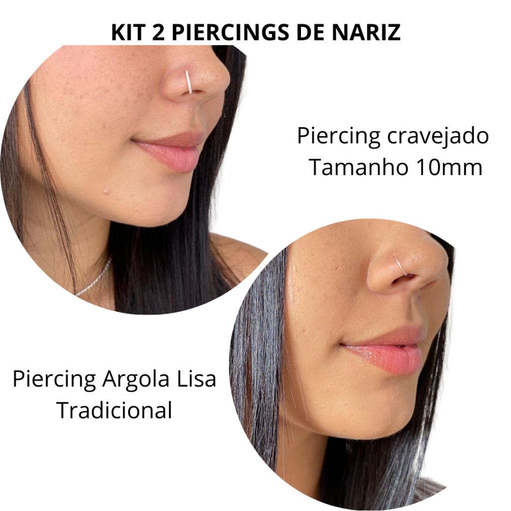 Piercing de Nariz Argola Lisa Tradicional + Piercing Nariz Argolinha ...