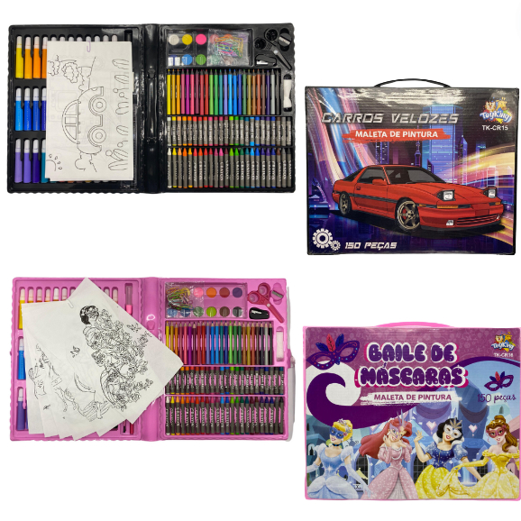 Kit Pintor Mirim Maleta Infantil com 150 Peças + Desenhos ideal para ...