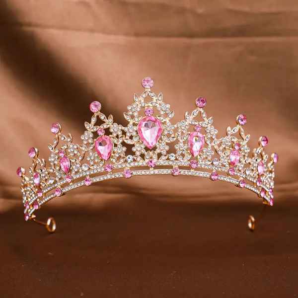 Tiara de Princesa Elegante com Strass Rosa - Coroa de Rainha Barroca ...
