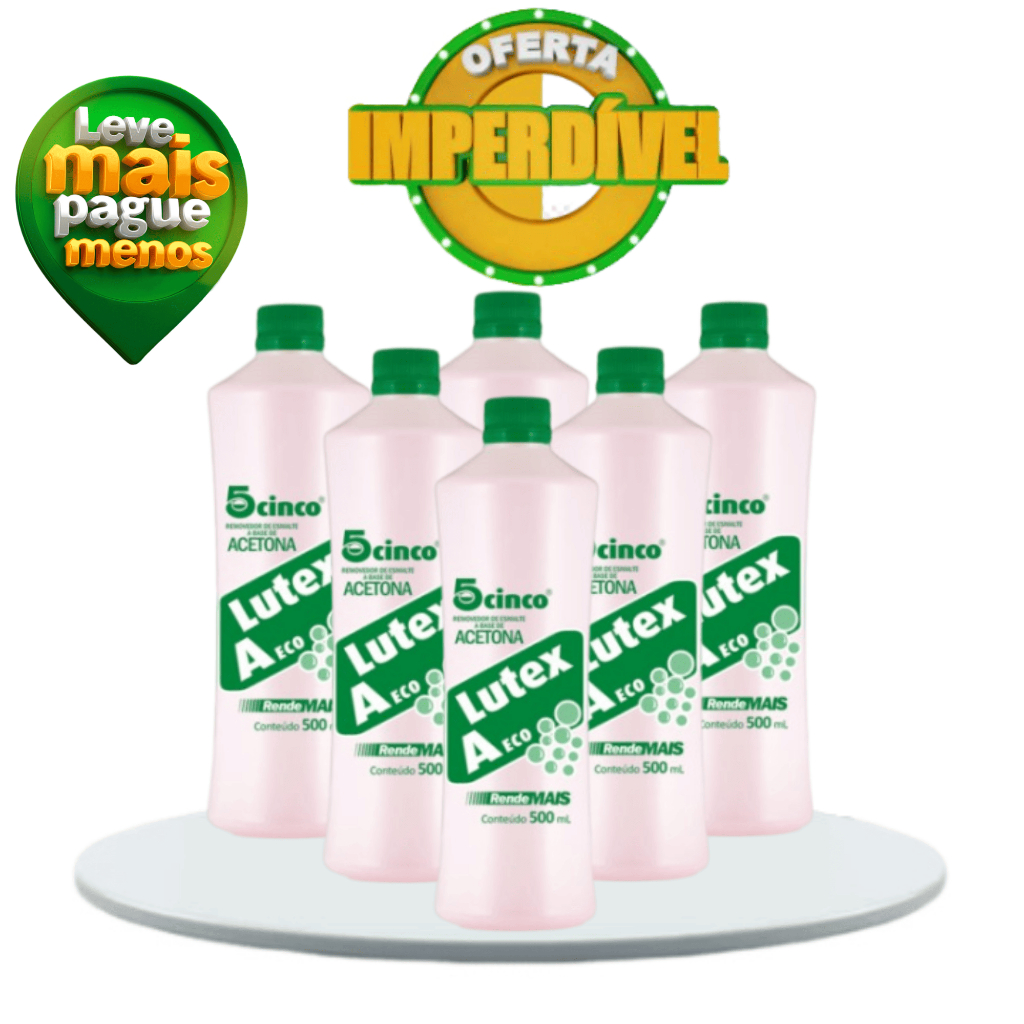 Kit Lutex c/6 Ap Cinco Removedor de Esmalte (não mancha) 500ml | Shopee ...