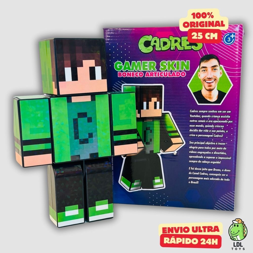 Boneco Gamer Minecraft Articulado Cadres Youtuber 25cm Algazarra ...
