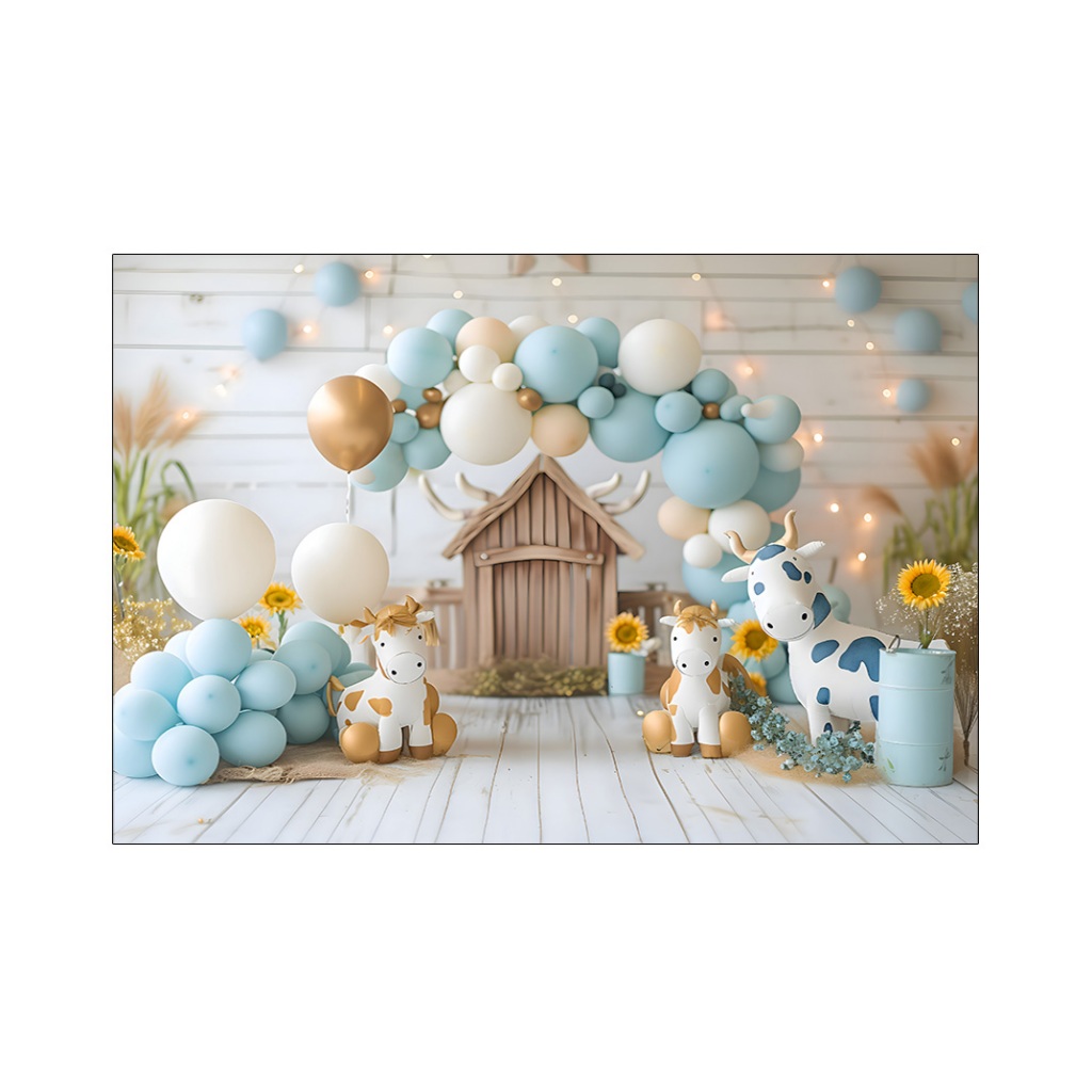 Fundo Fotográfico - Fazendinha Azul e Branco 036 | Shopee Brasil