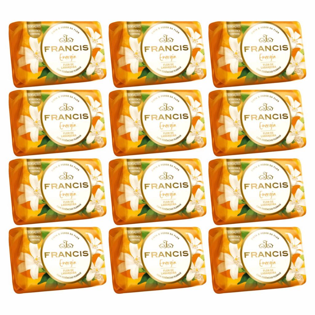 Kit 12 Sabonetes Francis Sensações Flor de Laranjeira 85g | Shopee Brasil