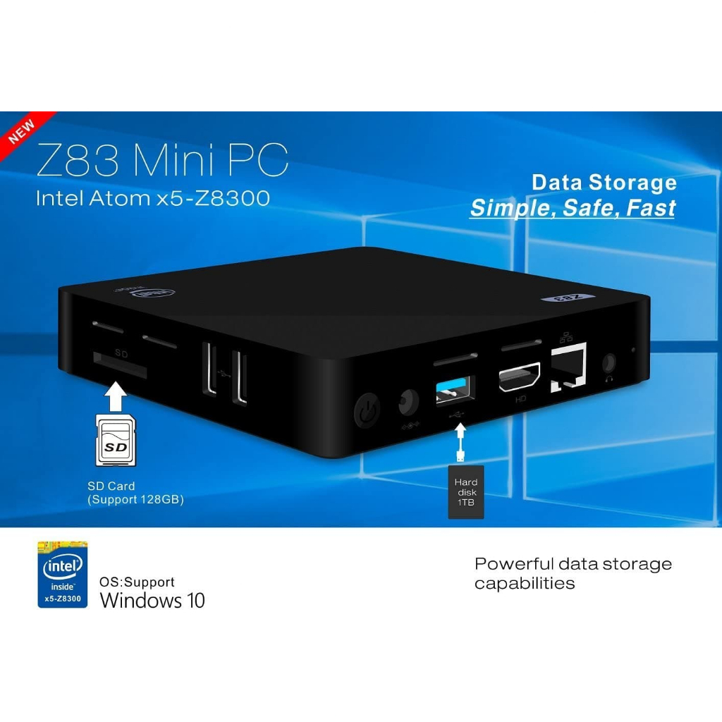 Mini Pc Intel Atom Z83 4gb ram /64gb interno Windows 10 Pro usado em ...