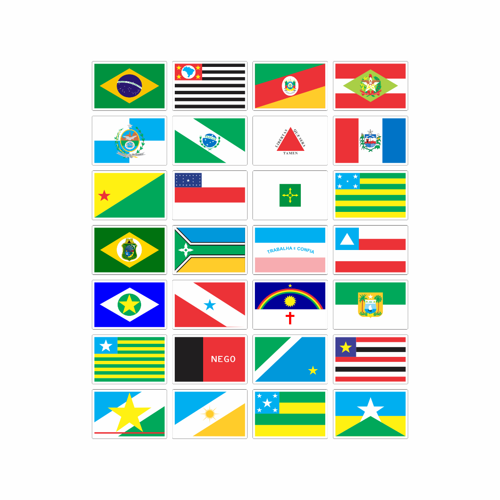 Adesivos Stickers Bandeiras estados brasileiros | 28 unidades | Modelo ...