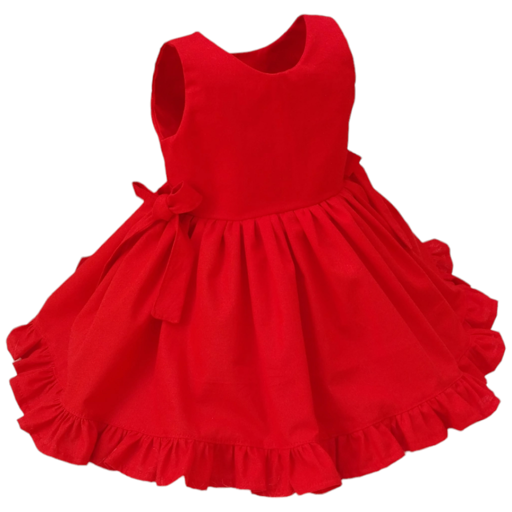Vestido Infantil Bebê Menina Vermelho Luxo 100% Algodão Laura - Tam. P ...